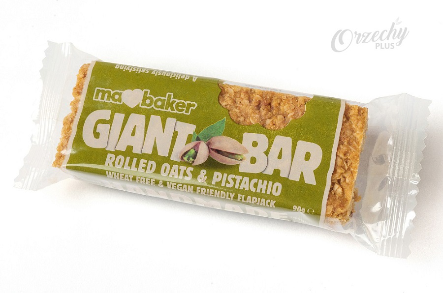 Baton owsiany „Ma Baker Giant Bar“ z pistacjami, 90 g - Orzechyplus