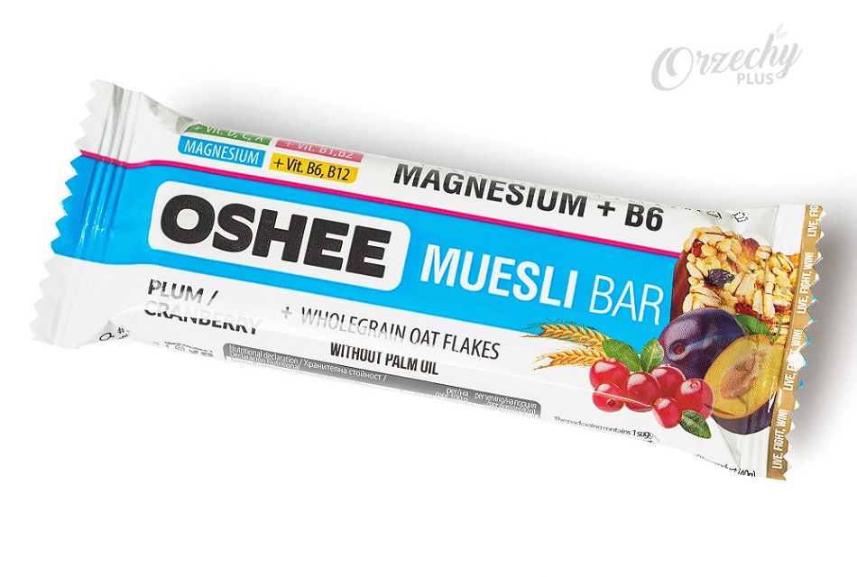 Baton muesli „OSHEE“ ze śliwkami i żurawiną, 40 g - orzechyplus.pl